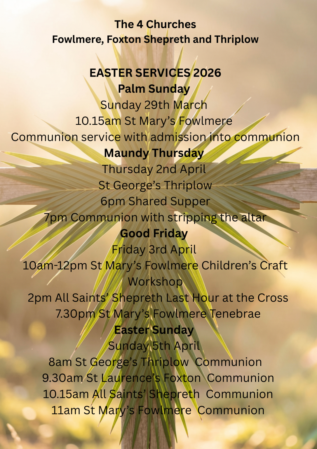 Holy Week and Easter Services - The Four Church Benefice